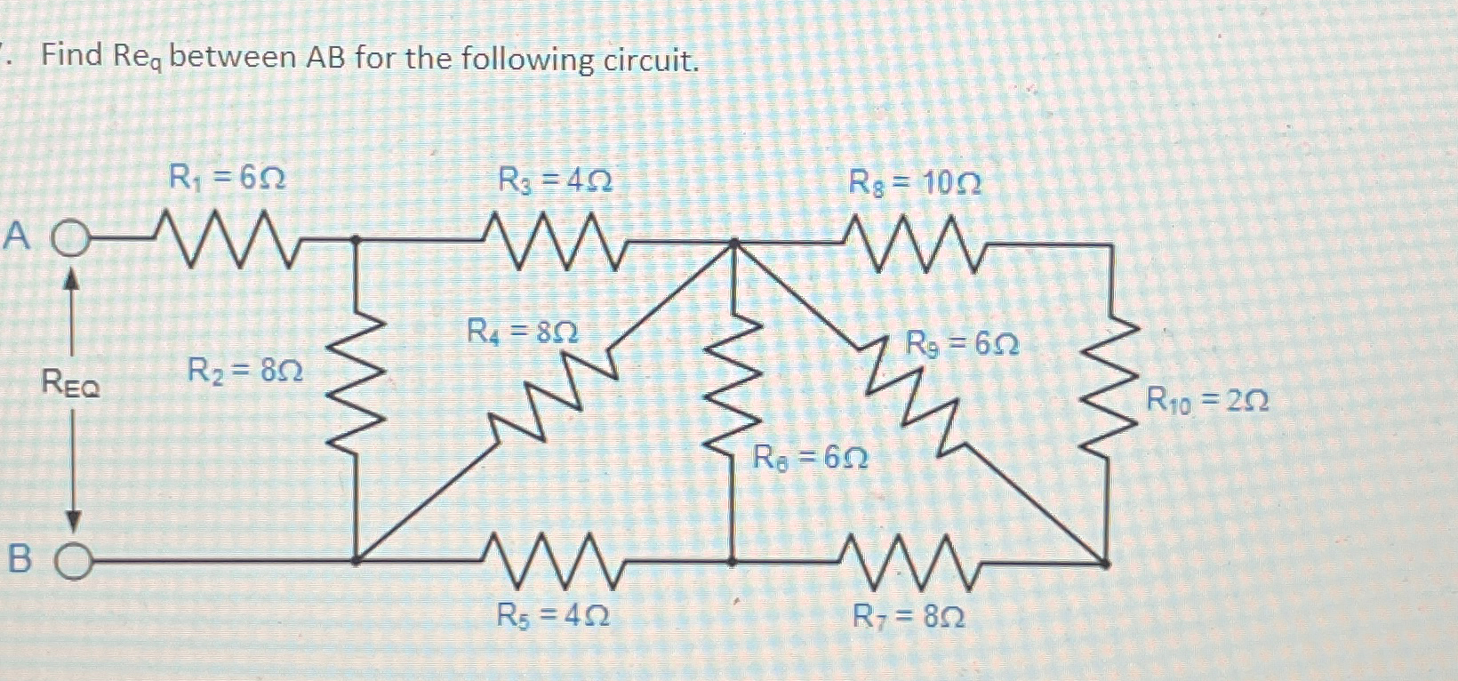 Solved Find Req ﻿between AB ﻿for the following circuit. | Chegg.com
