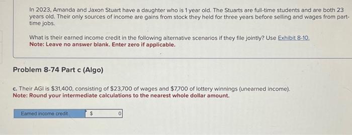Solved In 2023, Amanda and Jaxon Stuart have a daughter who | Chegg.com