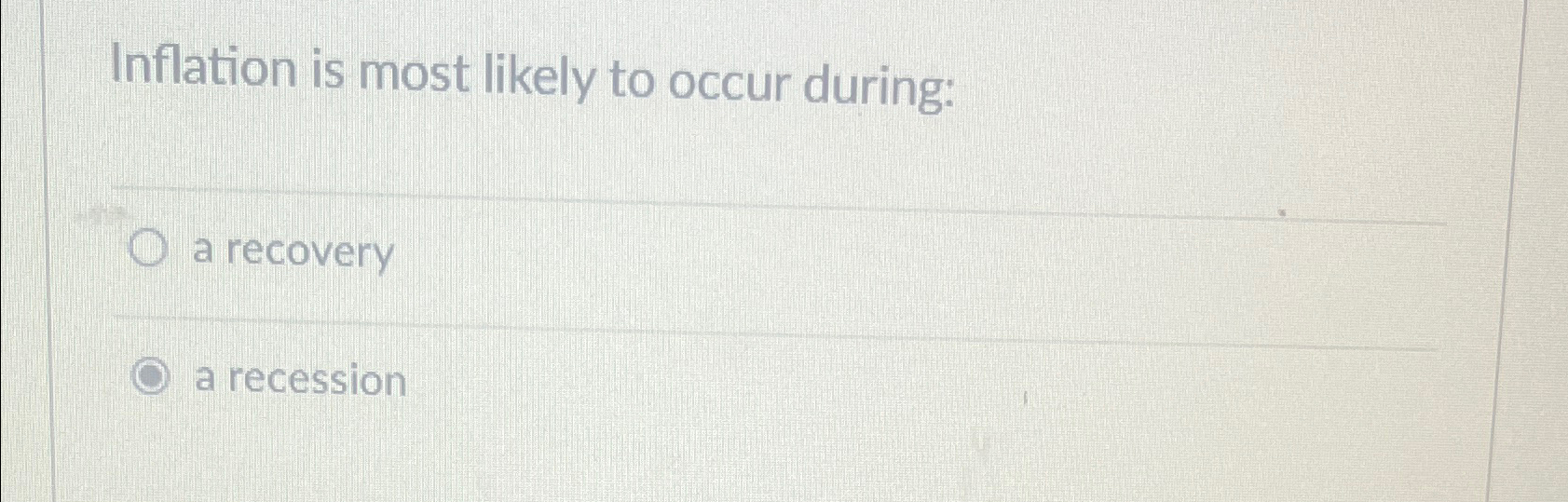 Solved Inflation is most likely to occur during:a recoverya | Chegg.com