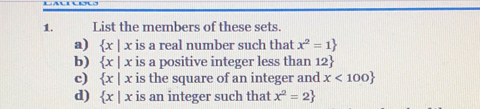 Solved List the members of these sets.a) |):} ﻿is a real | Chegg.com