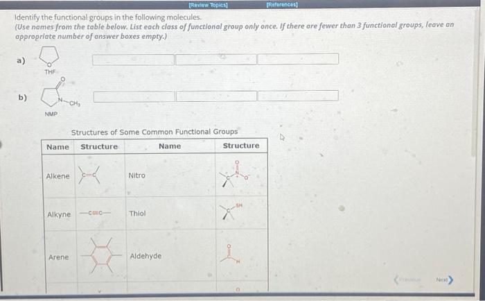 Solved Identify the functional groups in the following | Chegg.com