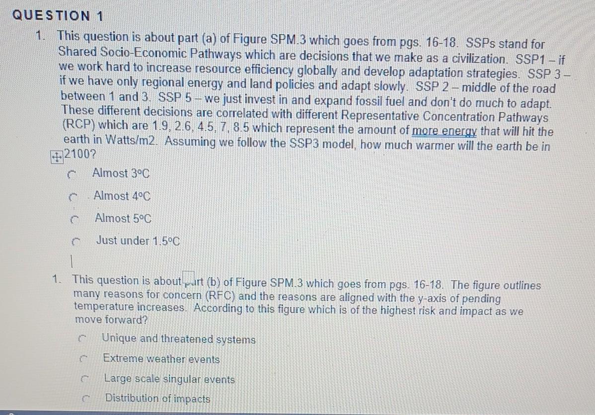 Solved 1. This question is about part (a) of Figure SPM.3 | Chegg.com