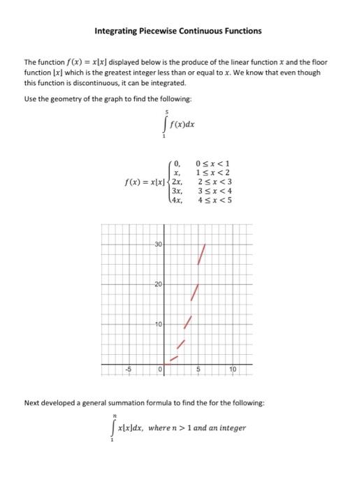 Solved Integrating Piecewise Continuous Functions The | Chegg.com
