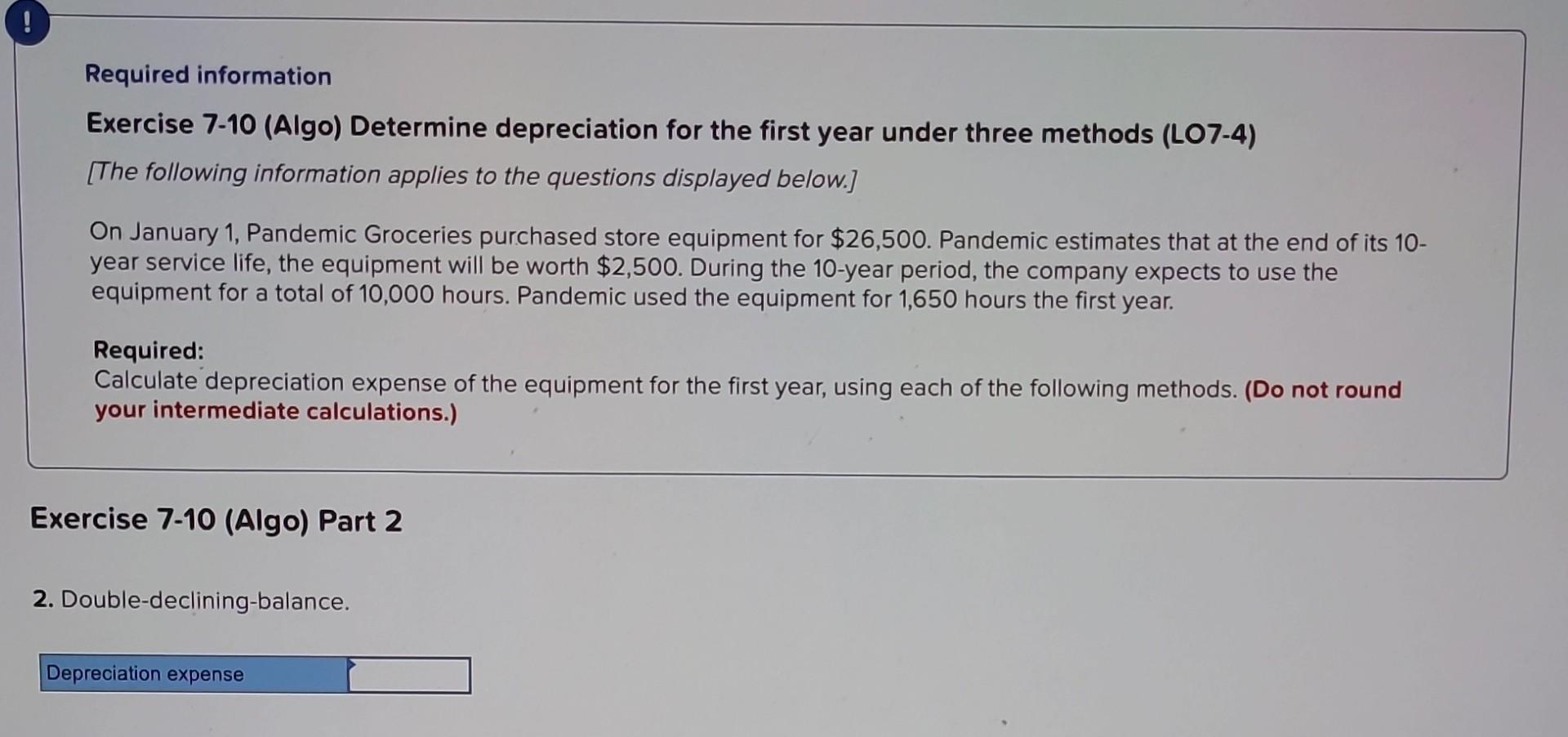 Solved Required information Exercise 7-10 (Algo) Determine | Chegg.com