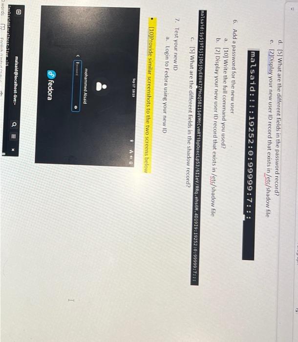 Solved - This lab is to be done on your Fedora OS | Chegg.com