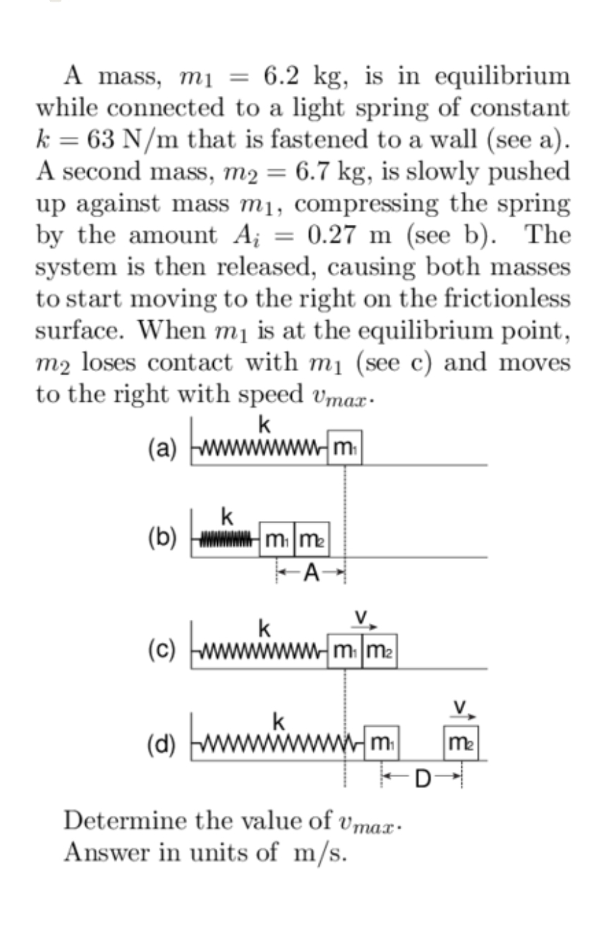 Solved A mass, m1=6.2kg, ﻿is in equilibrium while connected | Chegg.com