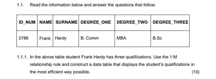 Solved 1. Read the information below and answer the | Chegg.com