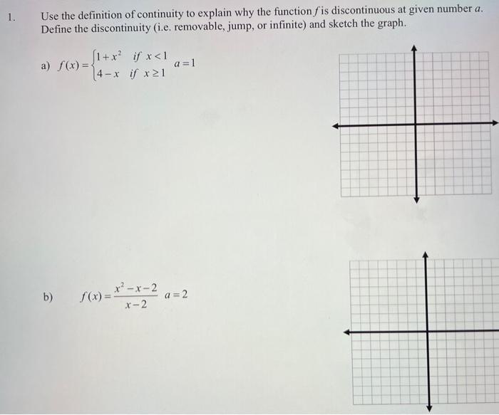 Solved 1. Use the definition of continuity to explain why | Chegg.com