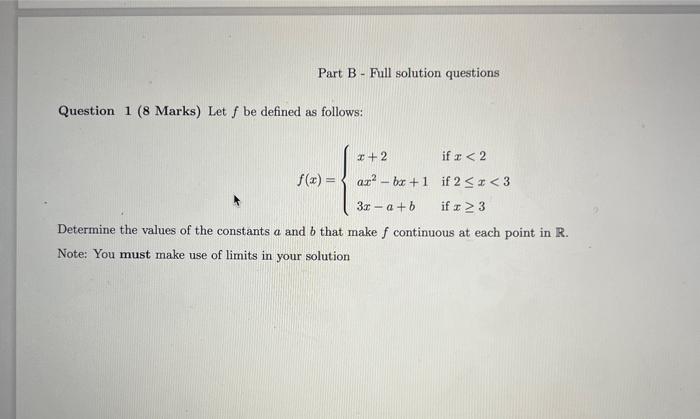 Solved Part B - Full solution questions Question 1 ( 8 | Chegg.com