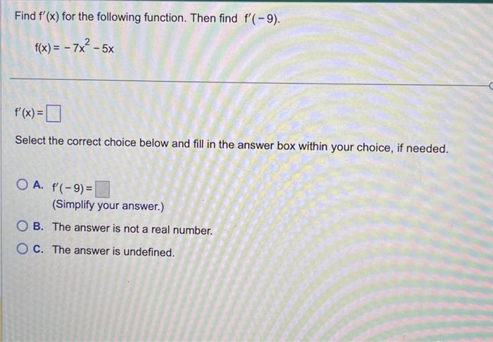 Solved Find \\( f^{\\prime}(x) \\) for the following | Chegg.com