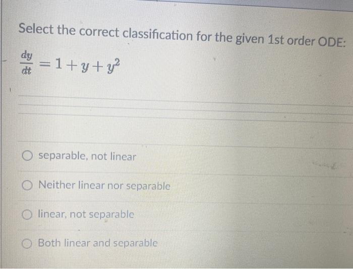 Solved Select the correct classification for the given 1st | Chegg.com