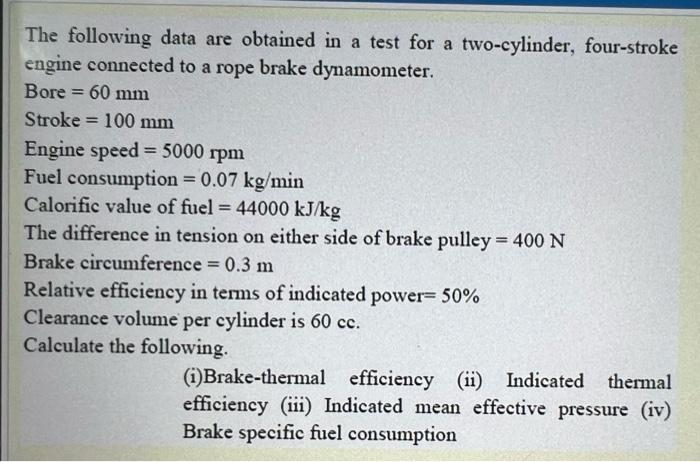 Solved The following data are obtained in a test for a | Chegg.com