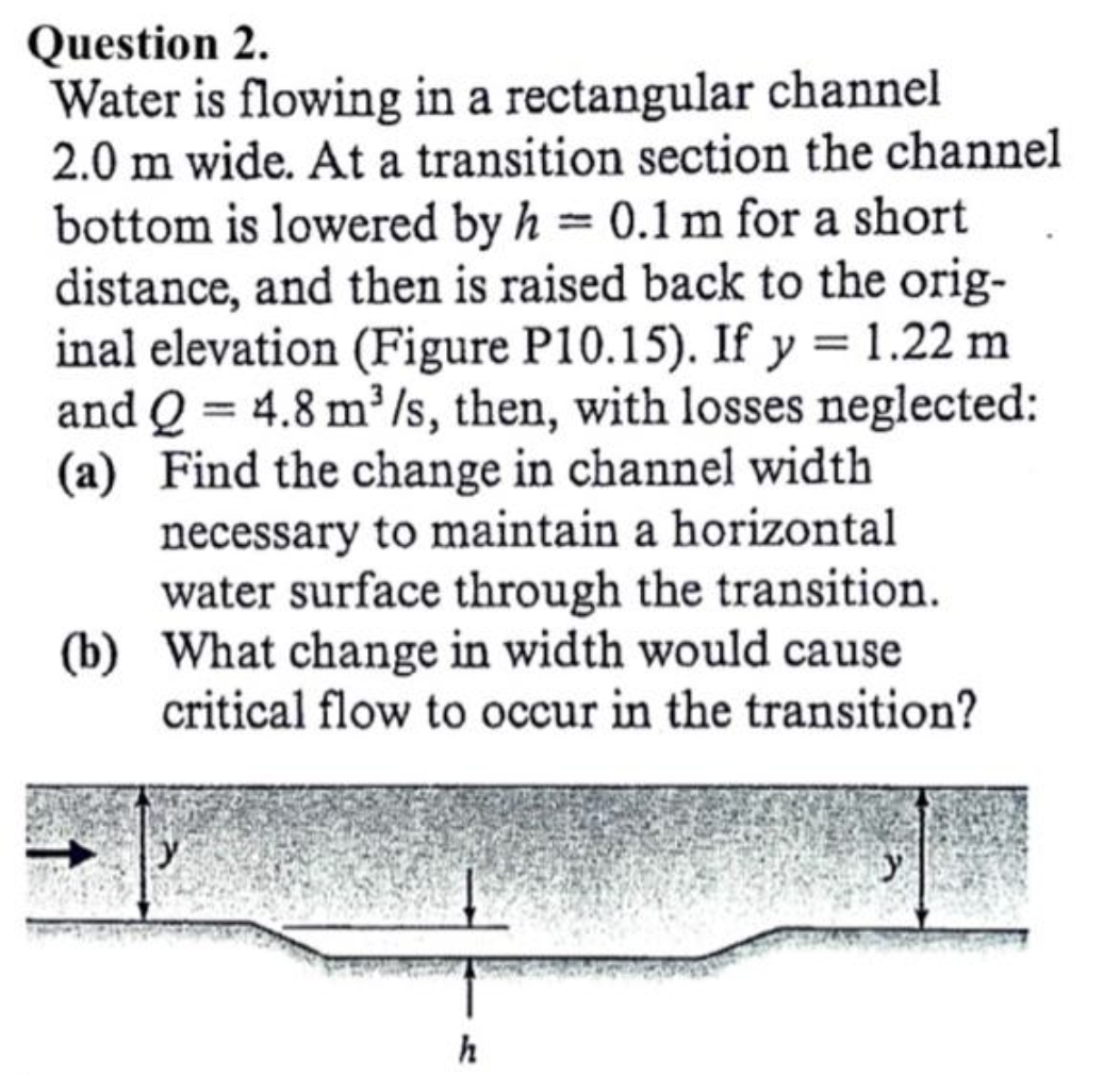 Solved Question 2. ﻿Water is flowing in a rectangular | Chegg.com
