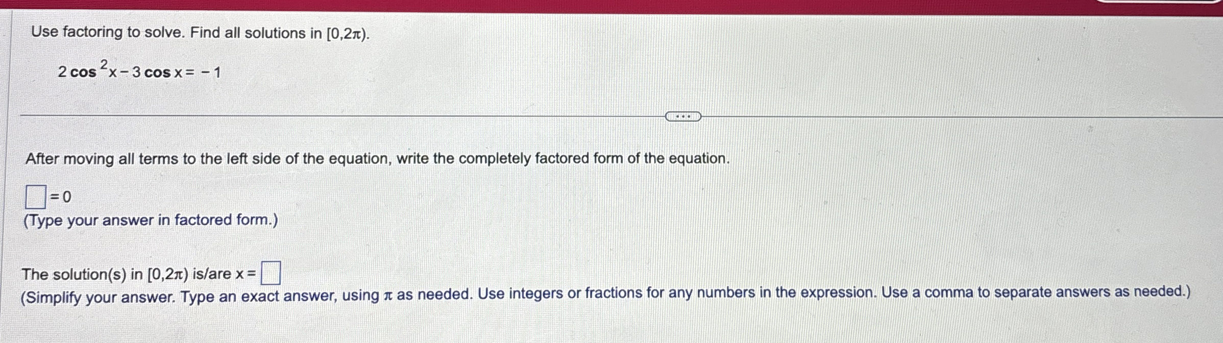 Solved by an EXPERT Use factoring to solve. Find all solutions in | Chegg.com