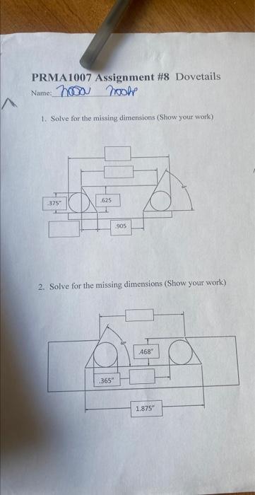 1. Solve for the missing dimensions (Show your work) | Chegg.com