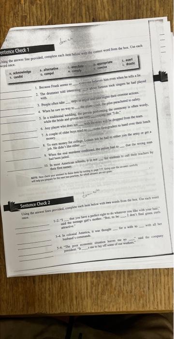 1. arient wocd once: 1. actrowieder 1. altectathe D. | Chegg.com