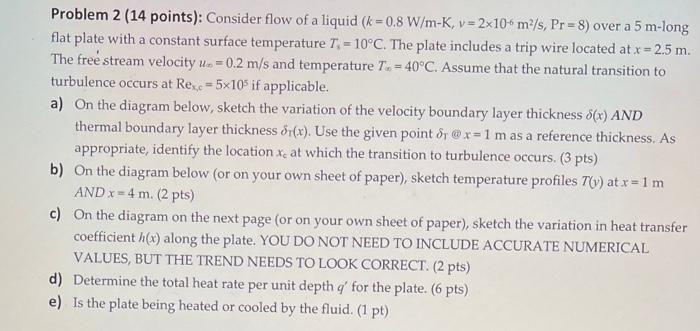 Problem 2 (14 points): Consider flow of a liquid | Chegg.com