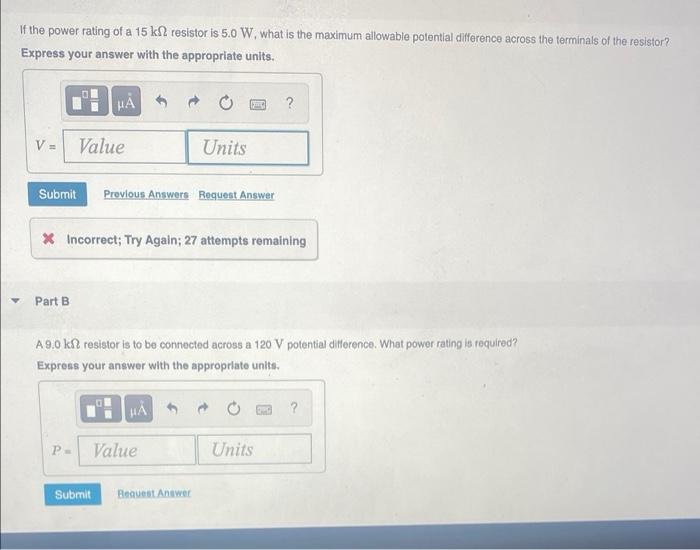 Solved The power rating of a resistor is the maximum power | Chegg.com