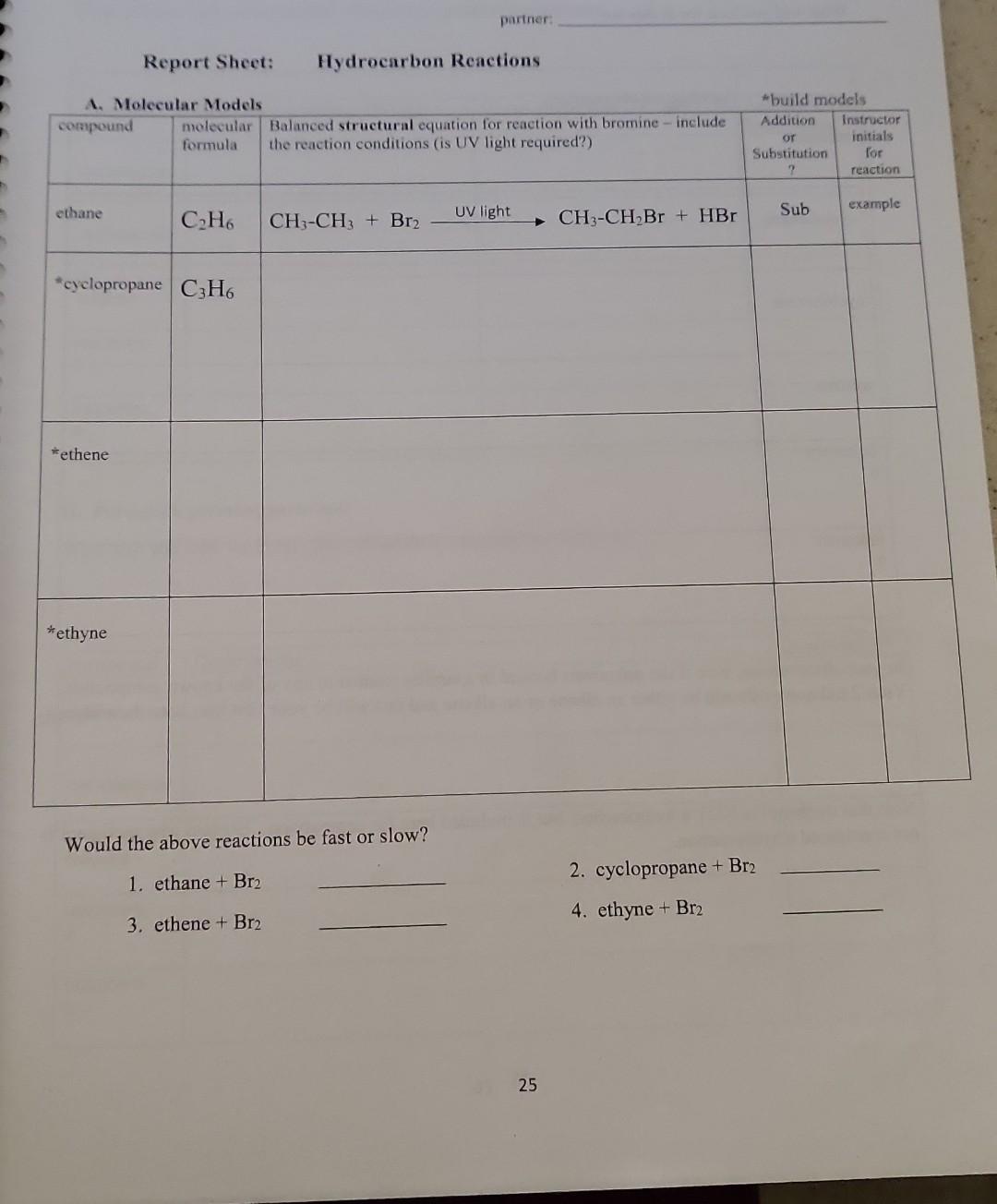 Solved Would the above reactions be fast or slow? 2. | Chegg.com