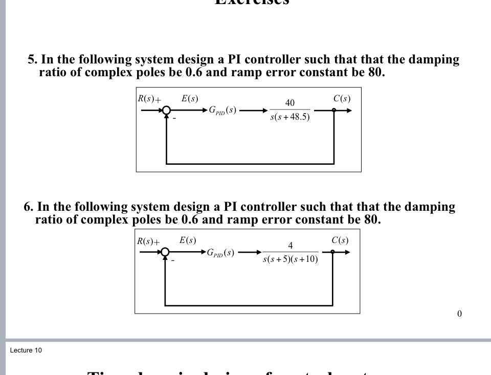 Solved In the following system design a PI controller such | Chegg.com