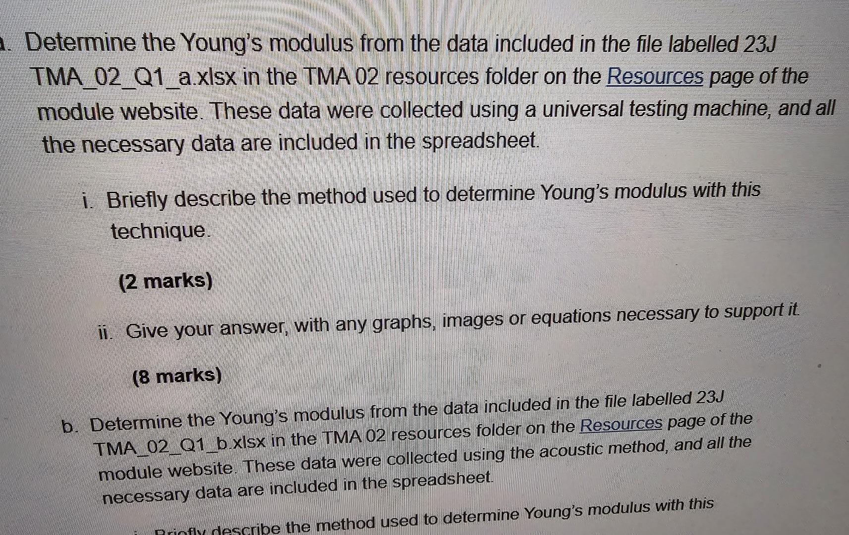 Solved Determine the Young's modulus from the data included | Chegg.com