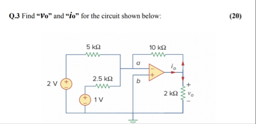 Solved Q. 3 ﻿Find " v0 " ﻿and " io " ﻿for the circuit shown | Chegg.com