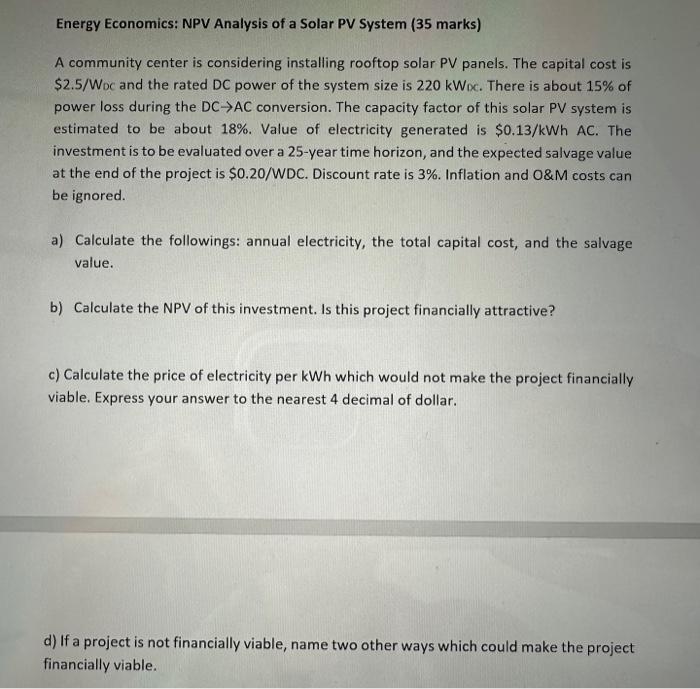 Solved A community center is considering installing rooftop | Chegg.com