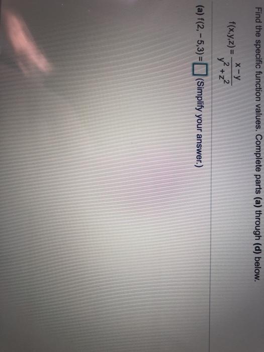 Solved Find the specific function values. Complete parts (a) | Chegg.com