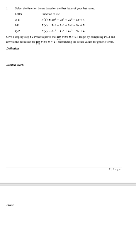 Solved Let P(x)=2x2+5x+5. ﻿Give a step-by-step ε-δ ﻿Proof to | Chegg.com