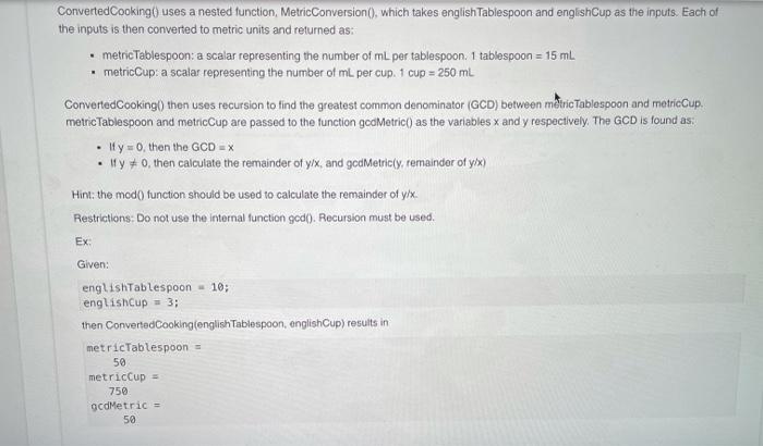 Solved 18.11 LAB: Cooking conversions LAB ACTIVITY 18 111. | Chegg.com