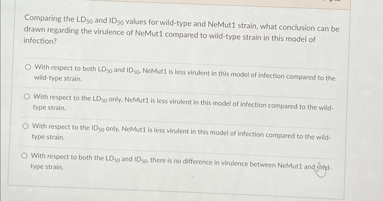 Solved Comparing the LD50 ﻿and ID50 ﻿values for wild-type | Chegg.com