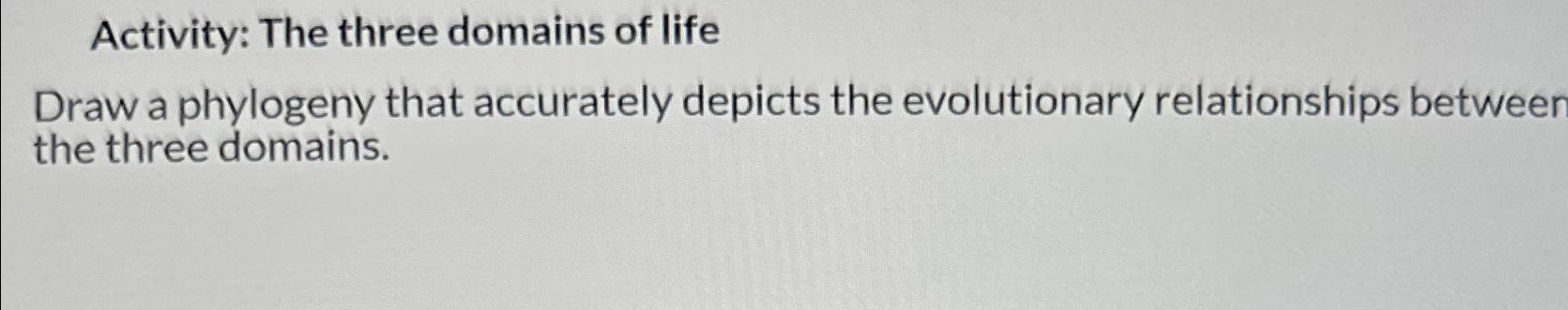 Solved Activity: The three domains of lifeDraw a phylogeny | Chegg.com