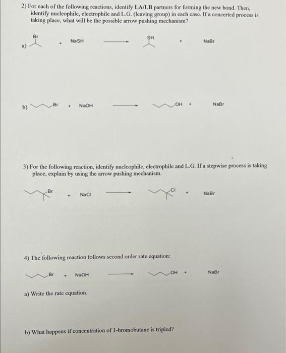Solved 2) For each of the following reactions, identify | Chegg.com