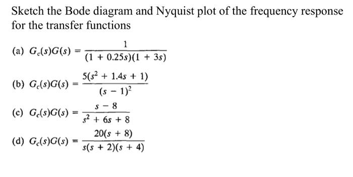 Solved Sketch the Bode diagram and Nyquist plot of the | Chegg.com