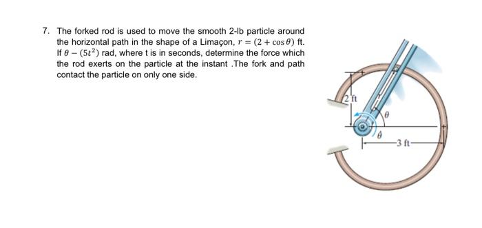 Solved 7. The forked rod is used to move the smooth 2-lb | Chegg.com