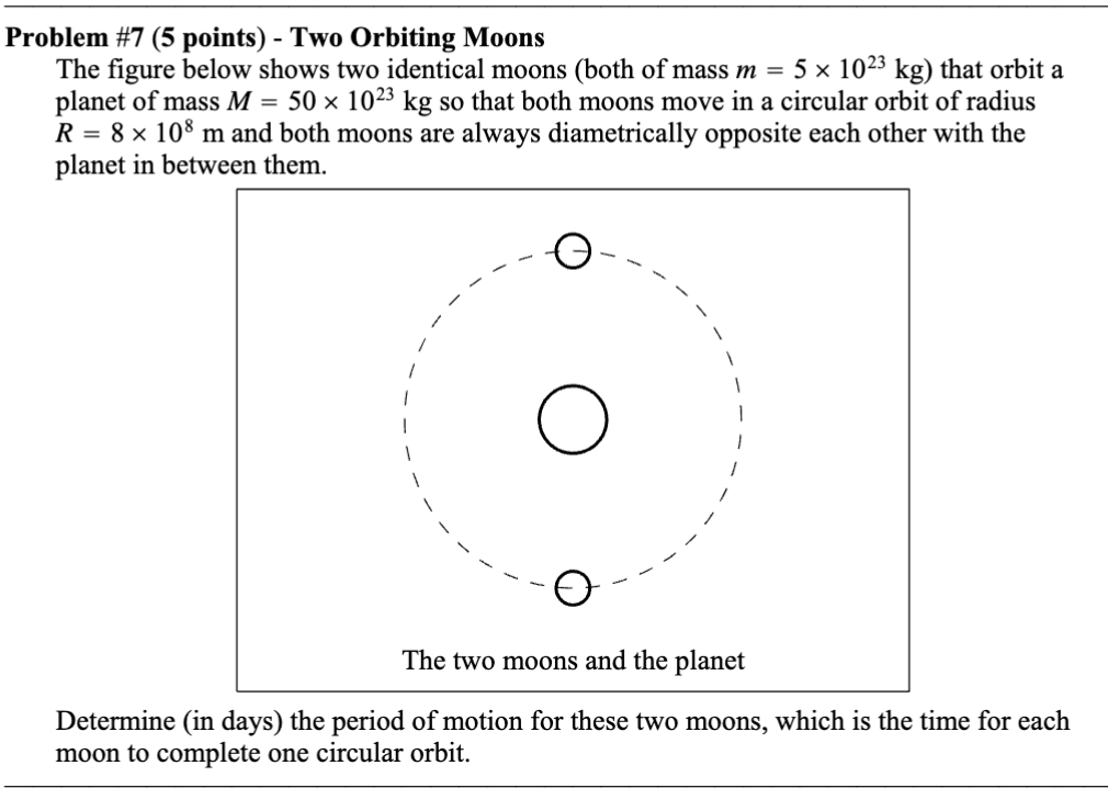 Solved Problem #7 (5 ﻿points) - ﻿Two Orbiting MoonsThe | Chegg.com