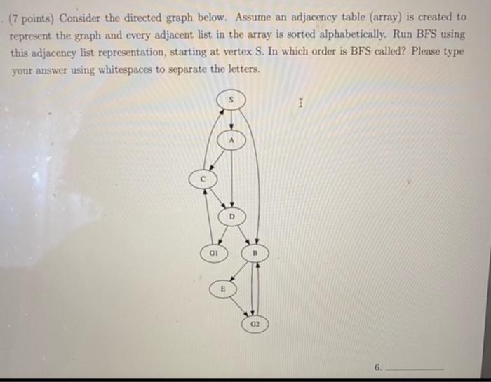 Solved . (7 points) Consider the directed graph below. | Chegg.com