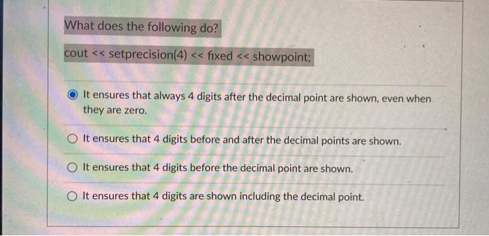 Solved What Does The Following Do Cout