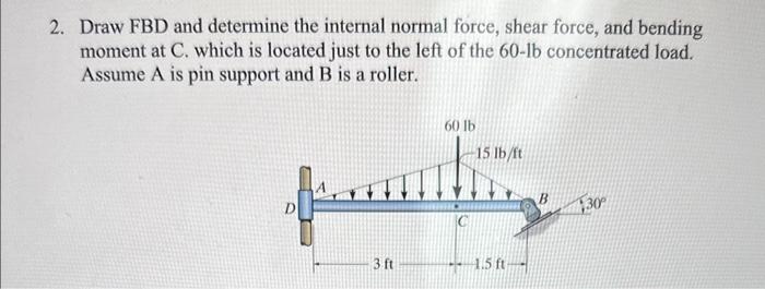 Solved Draw FBD and determine the internal normal force, | Chegg.com