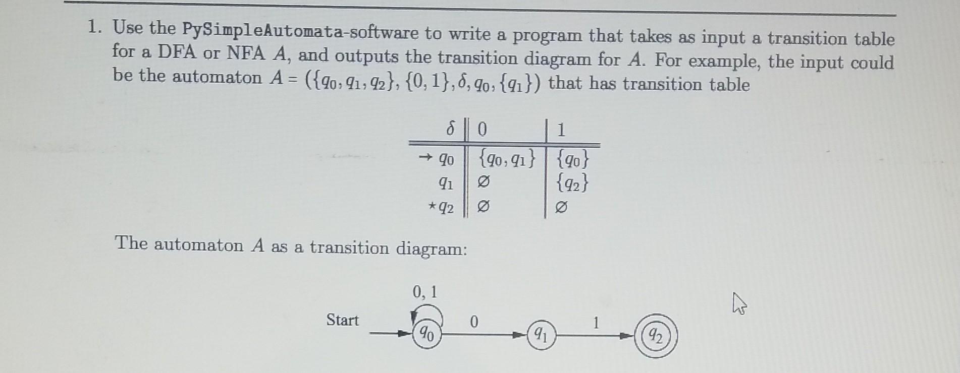 1. Use the PySimpleAutomata-software to write a | Chegg.com