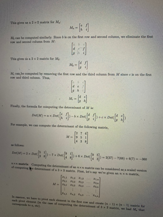 In linear algebra, the determinant is a value that | Chegg.com