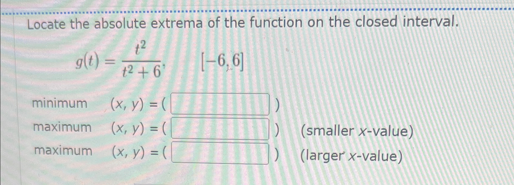 Solved Locate the absolute extrema of the function on the | Chegg.com
