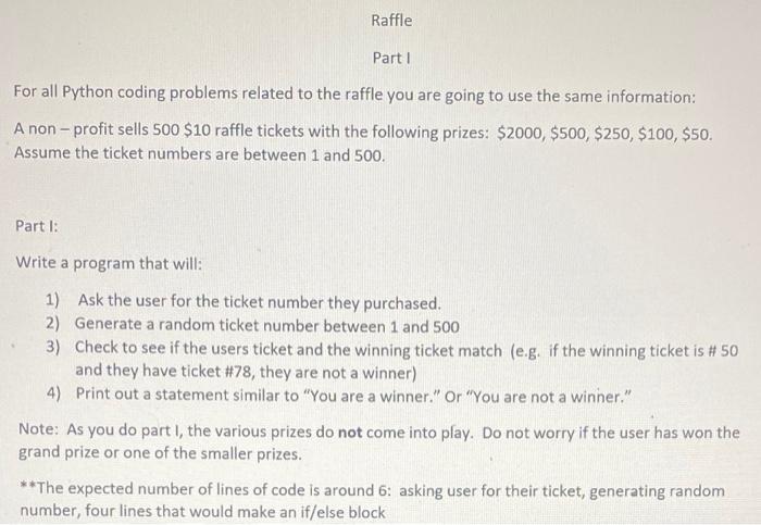 Solved Raffle Part 1 For all Python coding problems related | Chegg.com