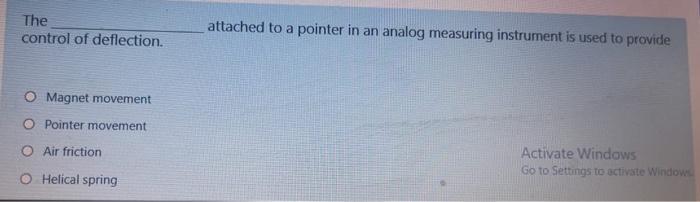 Solved The control of deflection. attached to a pointer in | Chegg.com