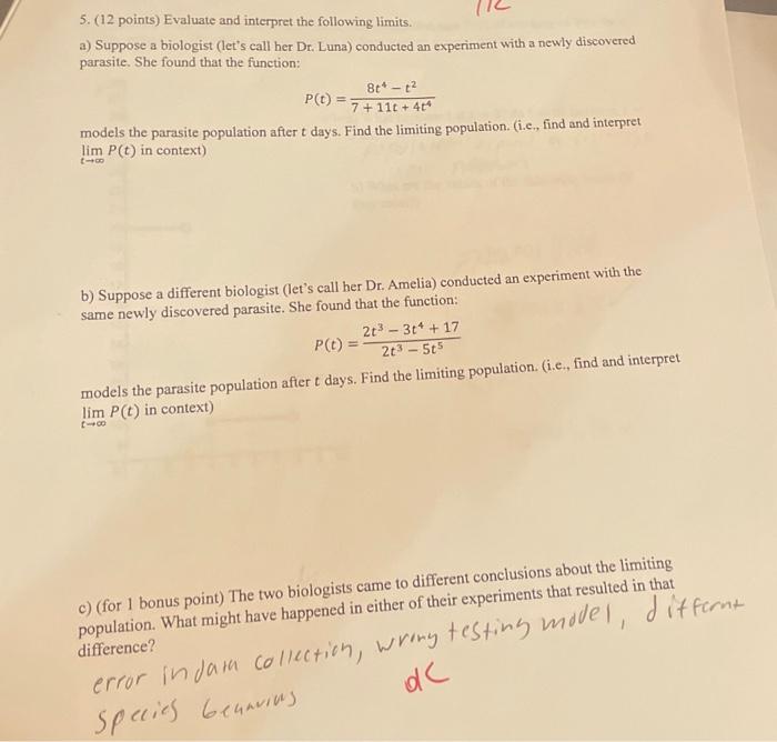 Solved 5. (12 points) Evaluate and interpret the following | Chegg.com