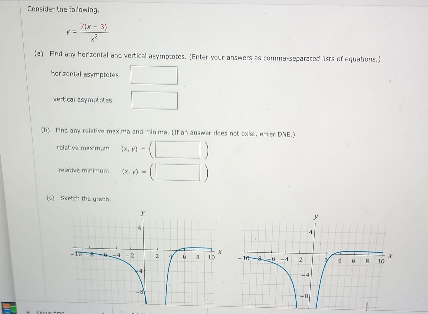 Solved Consider the following. y=x27(x−3) (a) Find any | Chegg.com