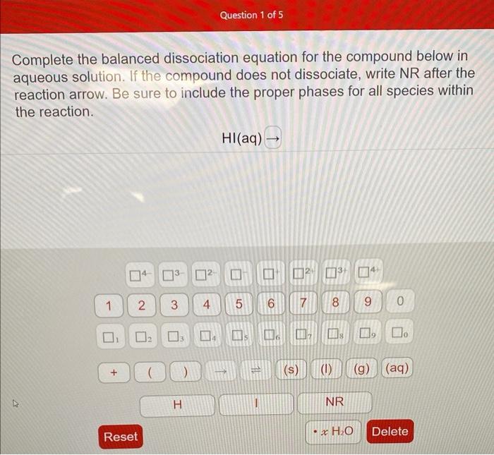 Solved Complete The Balanced Dissociation Equation For The
