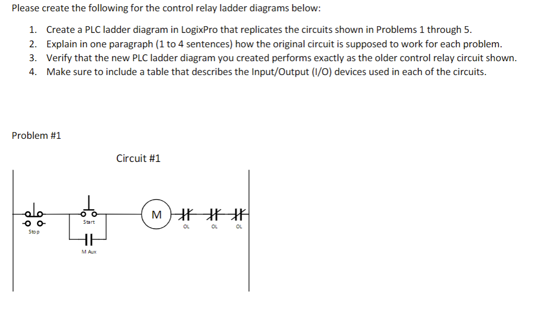Solved Please create the following for the control relay | Chegg.com