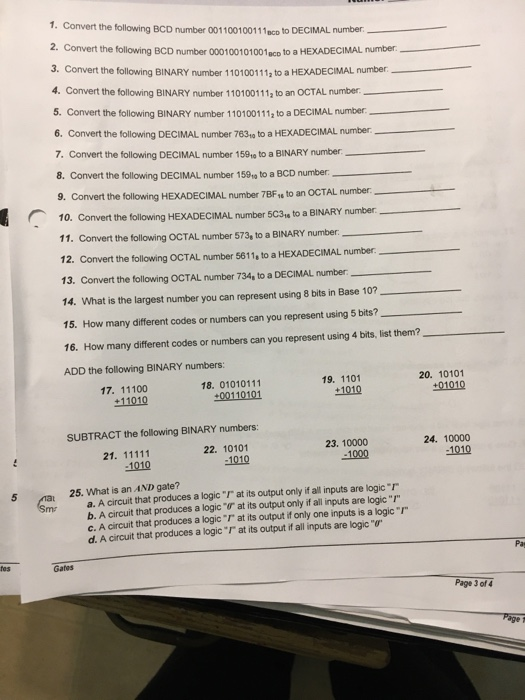 Solved 1. Convert the following BCD number 001100100111sco | Chegg.com