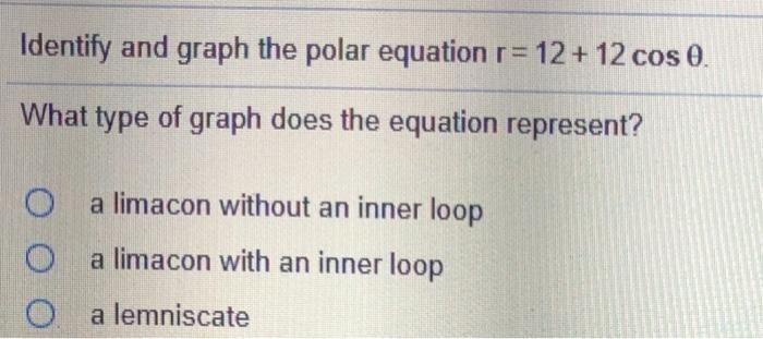 Solved Identify and graph the polar equation r= 12 + 12 cos | Chegg.com